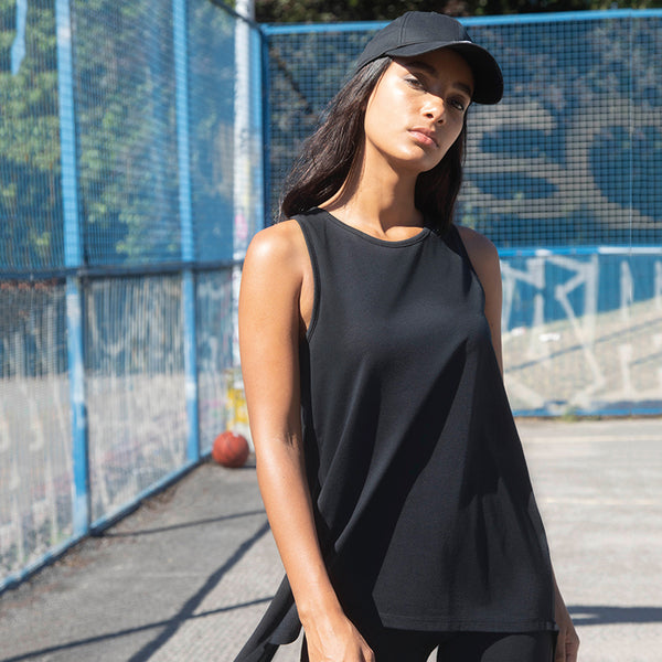 Step n Pump Essentials Black Open Back Vest with Mesh Detail – StepNPump